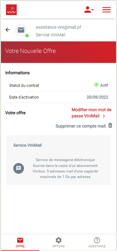 Modification du mot de passe Vinimail | Vini
